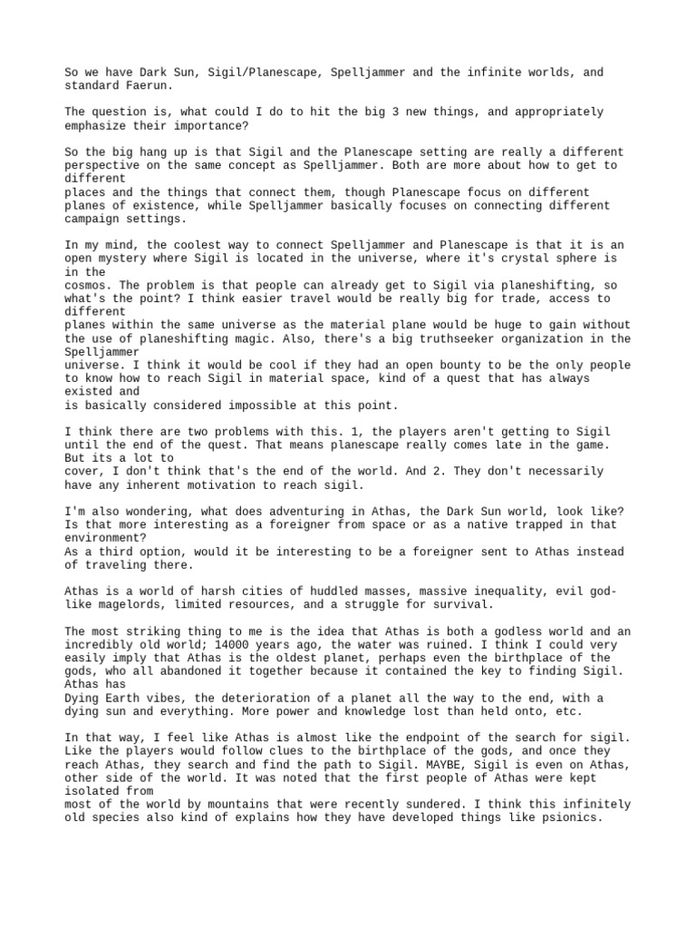 Planescape Spelljammer Dark Sun | PDF | Dungeons & Dragons | Gary Gygax Games