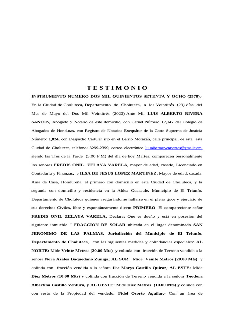 ESCRITURA FREDIS ONIL..ABOG. MARVEL | PDF | Ley común | Derecho Civil ...