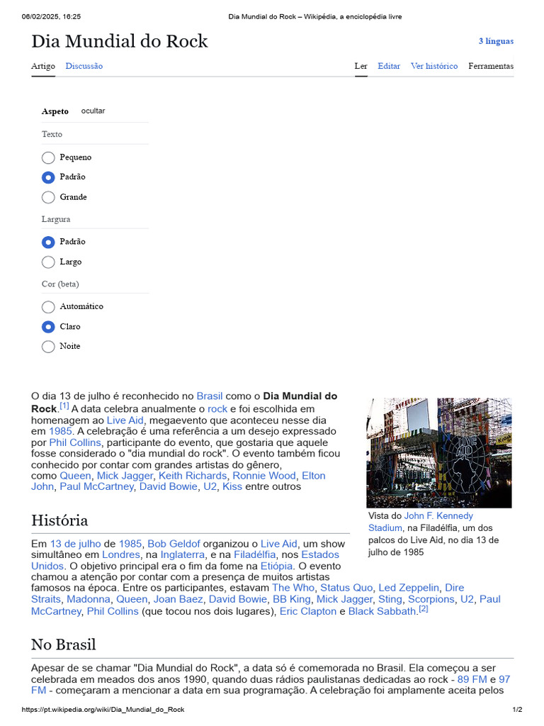 Dia Mundial Do Rock - Wikipédia, A Enciclopédia Livre | PDF | Música ...