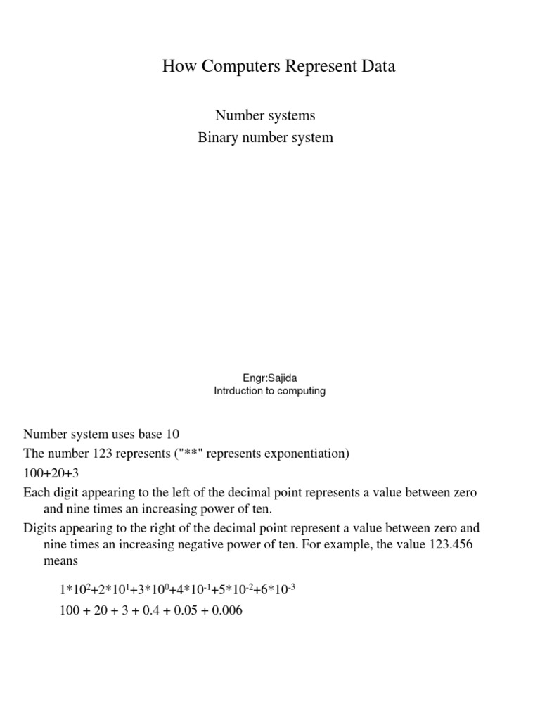 How Computers Represent Data: Number Systems Binary Number System | PDF | Ascii | Central ...