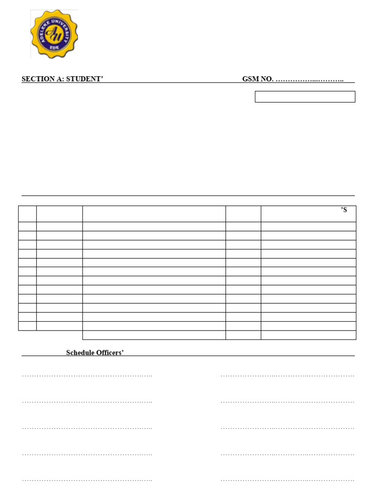 Adeleke University Registration Form | PDF
