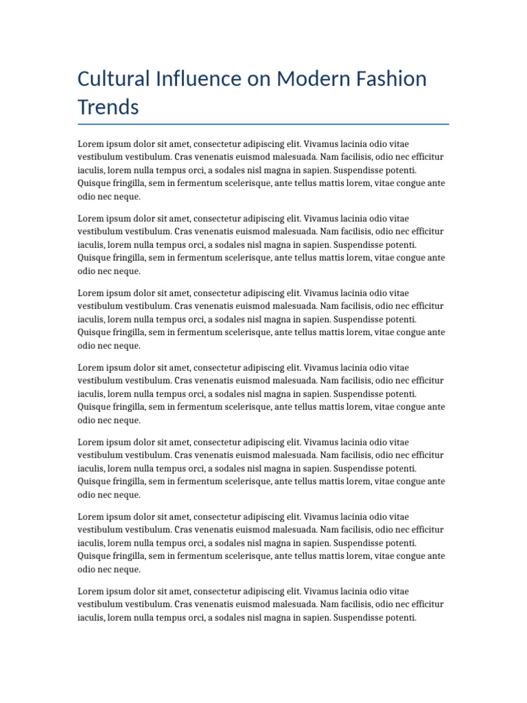 Cultural Influence On Modern Fashion Trends | PDF