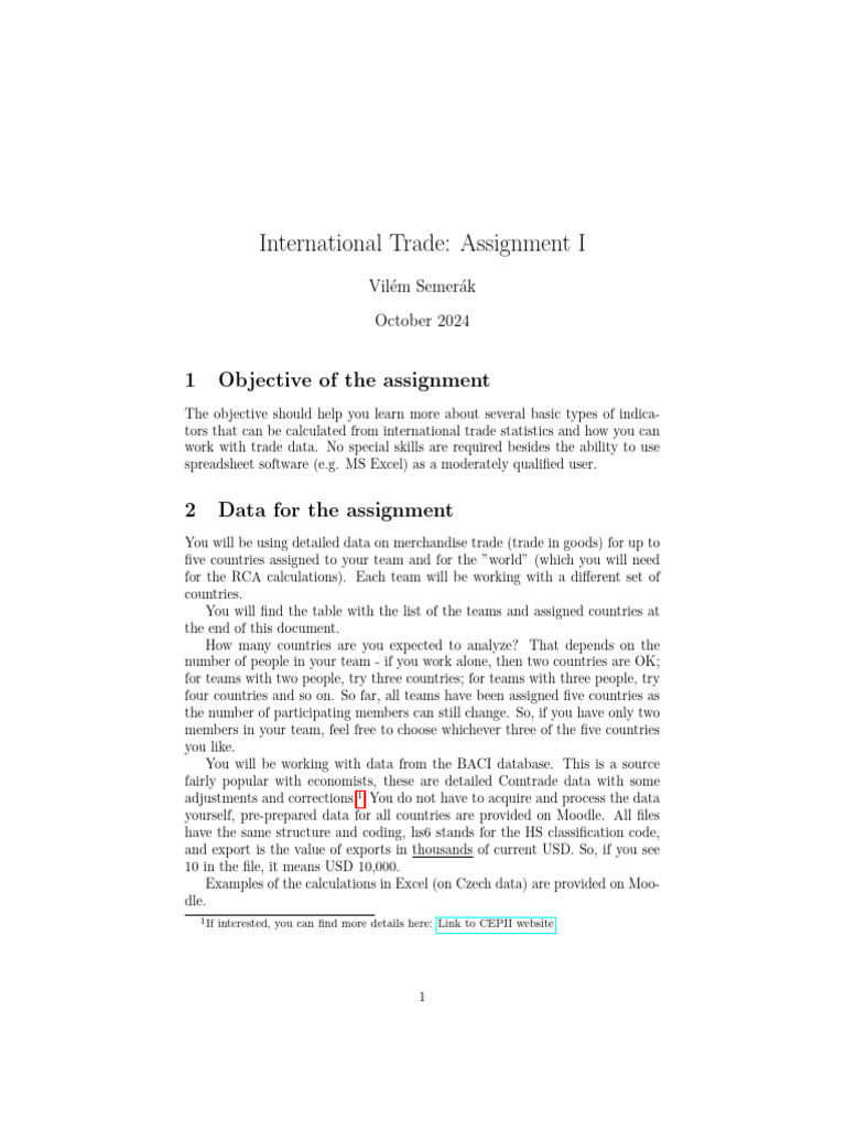 International Trade Assignment I 2024 | PDF