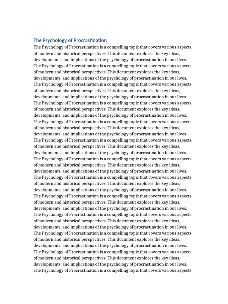 The Psychology of Procrastination | PDF | Psychology | Behavioural Sciences
