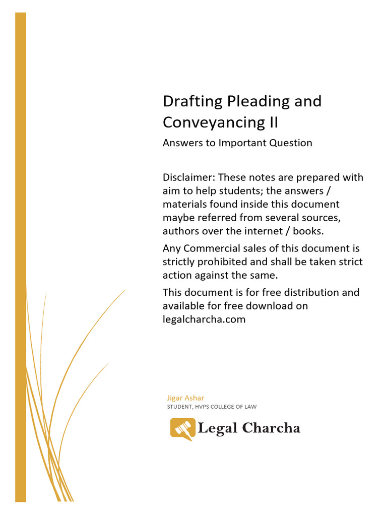 ©️Legal Charcha - Drafting Pleading and Conveyancing II | PDF | Mortgage Law | Lease