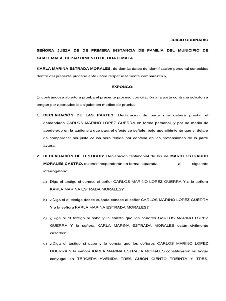Medios de Prueba - CLINICA-CIVIL | PDF | Guatemala | Testigo