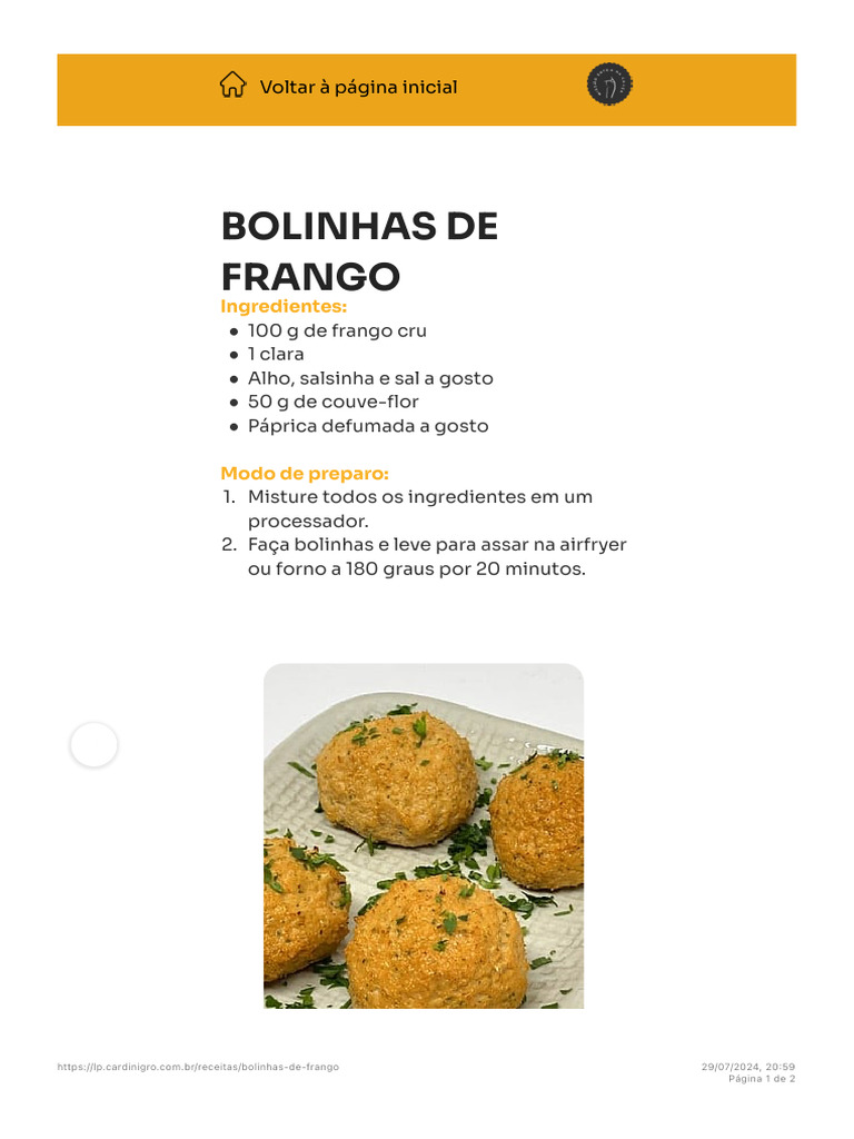 Bolinhas de Frango - Receitas | PDF