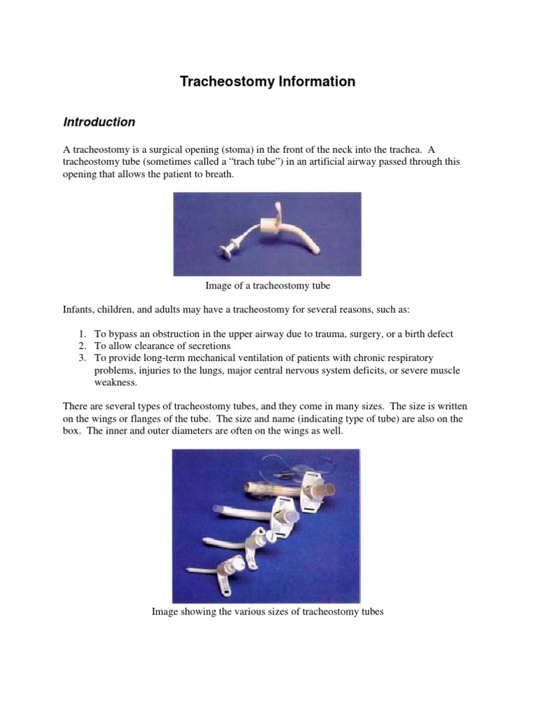 A Guide to Tracheostomy Care: Procedures, Complications, and Tube ...