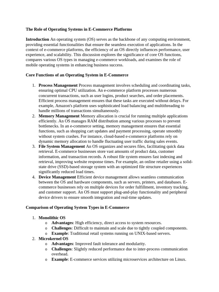 The Role of Operating Systems in E | PDF | Operating System | E Commerce