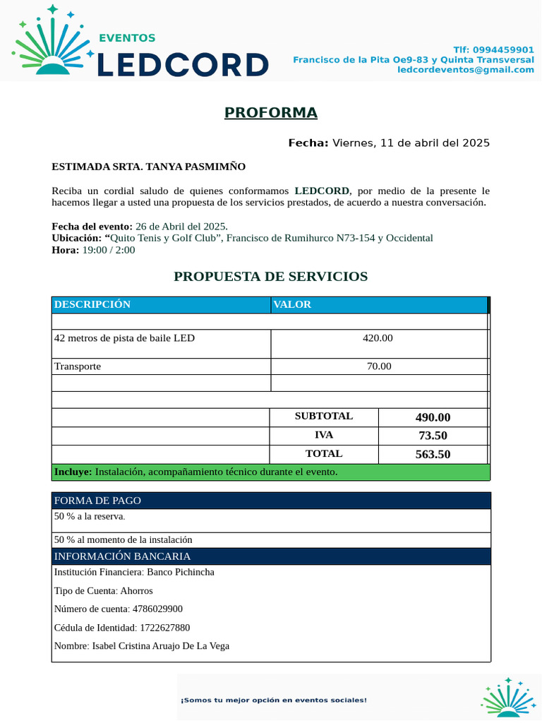 Quitotenis Golfclub Proforma (2) | PDF