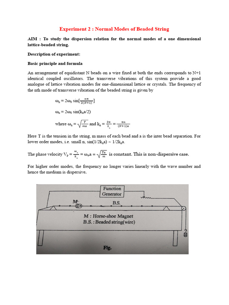 Experiment No.2 One Dimensional Lattice Bead | PDF | Normal Mode | Oscillation