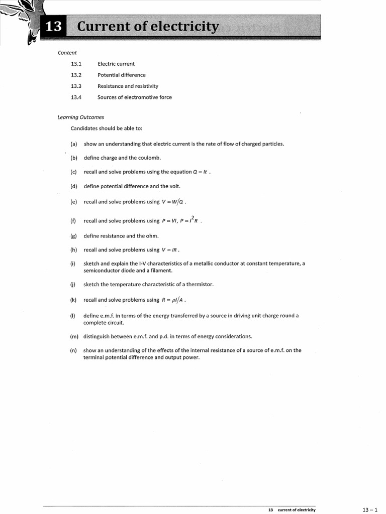 13 Current of Electricity - 250412 - 220101 | PDF | Electric Current | Voltage