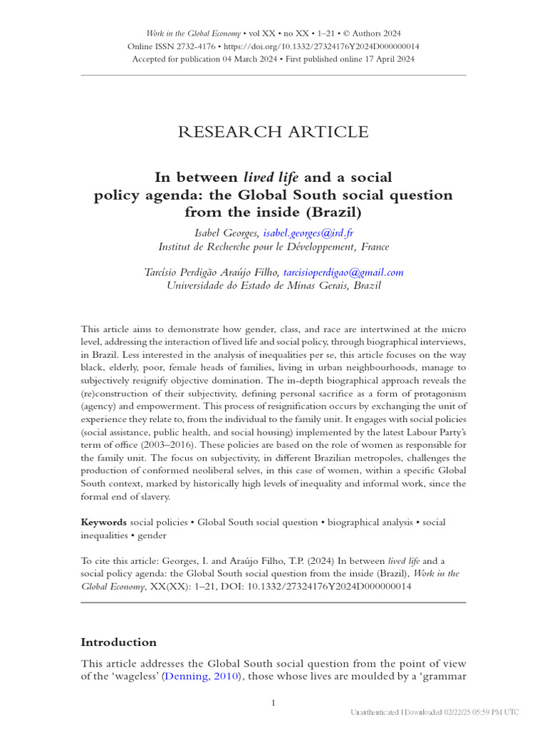 Wge Article 10.1332 27324176Y2024D000000014 | PDF | Sociology | Biography