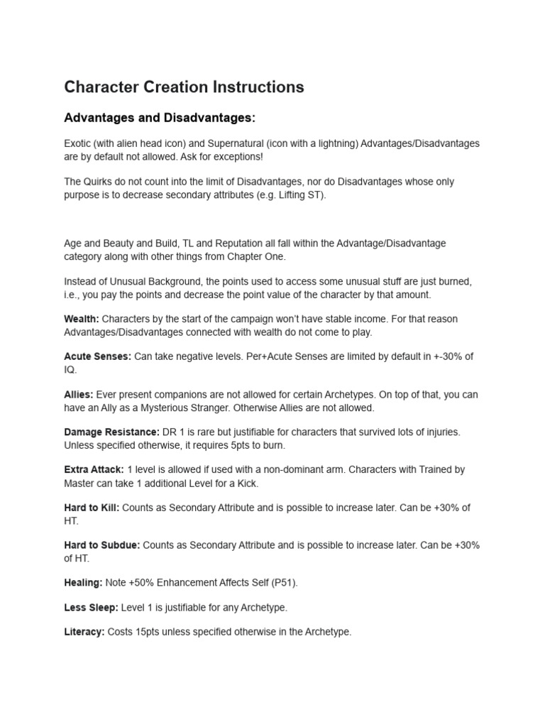 Character Creation Guide for RPG Archetypes | PDF | Firearms
