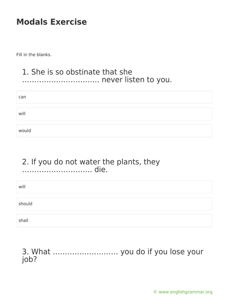 Modals Exercise (1) | PDF