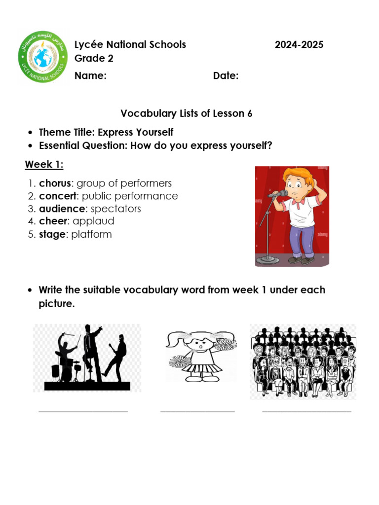 Gr2 Lesson 6 Vocabulary Sheet | PDF