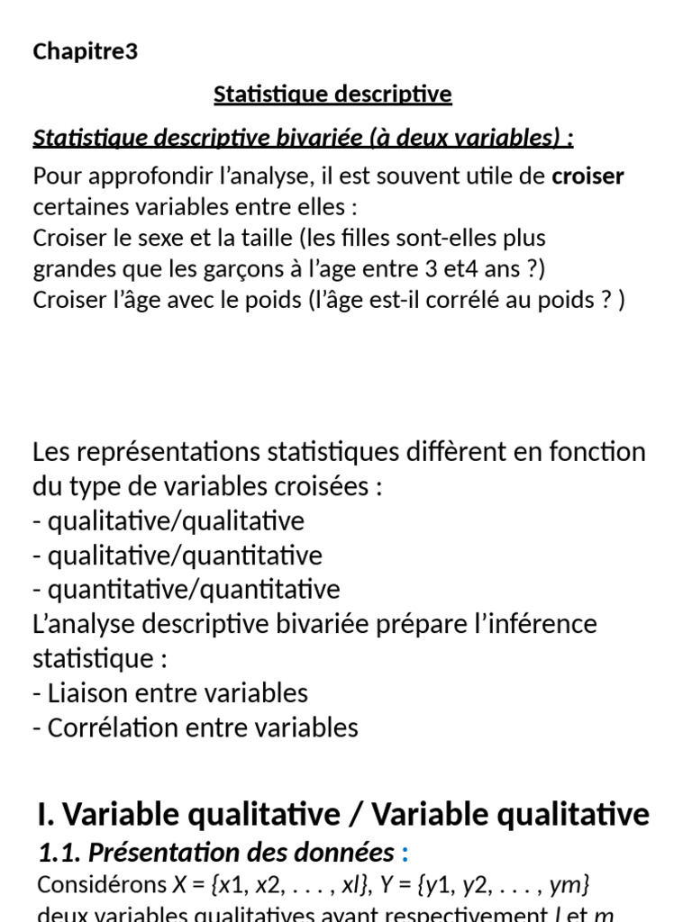 Analyse Bivariée des Variables Statistiques | PDF | Statistiques ...