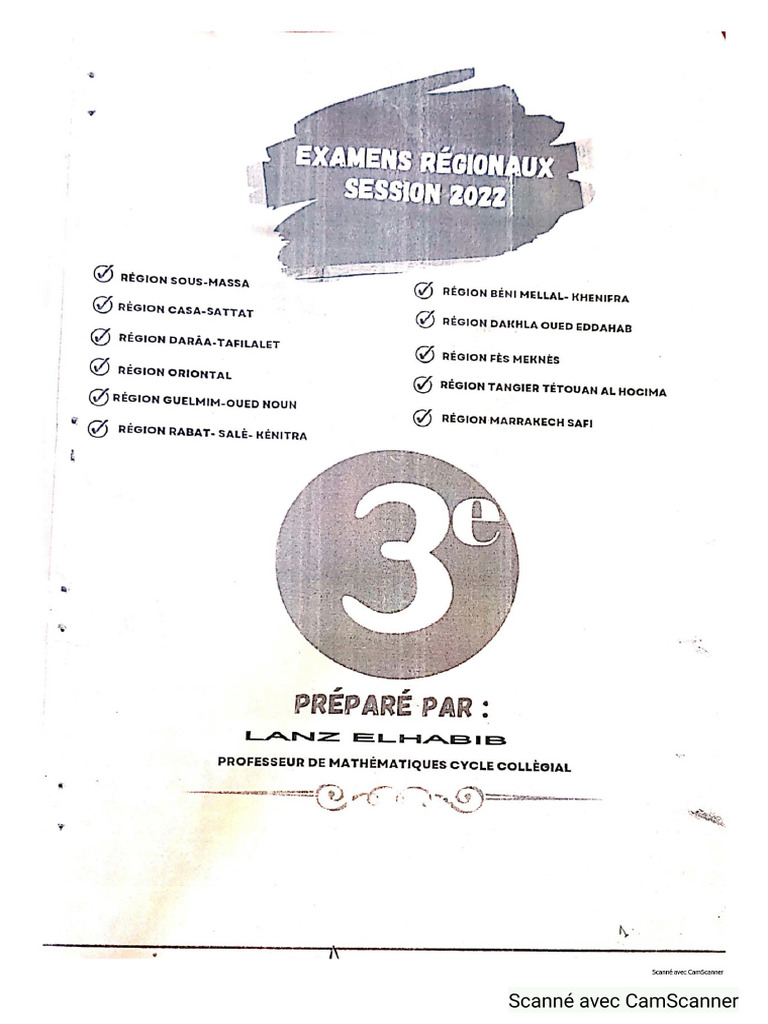 Examens Régionaux Session 2022 (3ac) | PDF