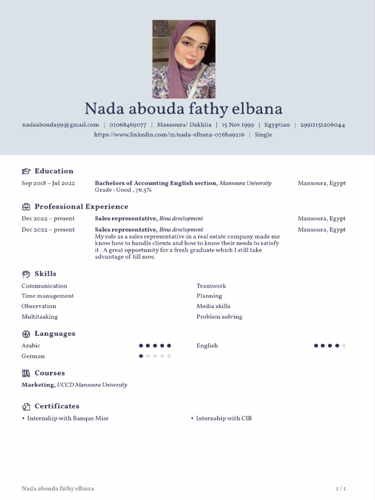 Nada Elbana CV 2 | PDF
