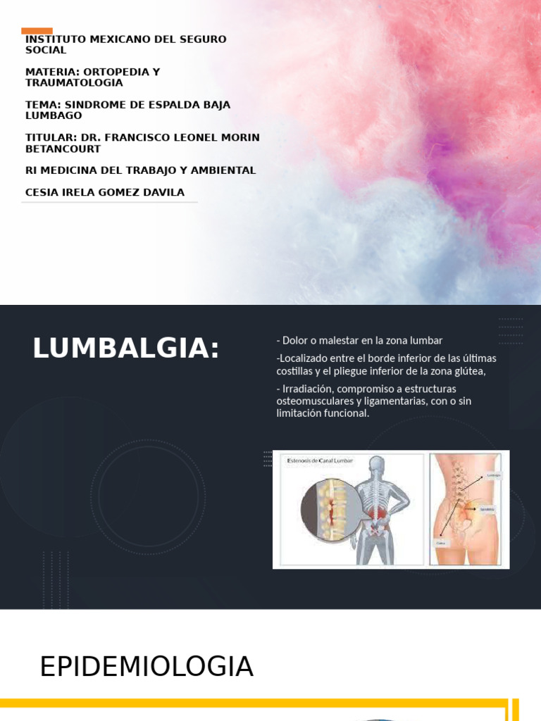 LUMBAGO | PDF | Dolor lumbar | Enfermedades y trastornos