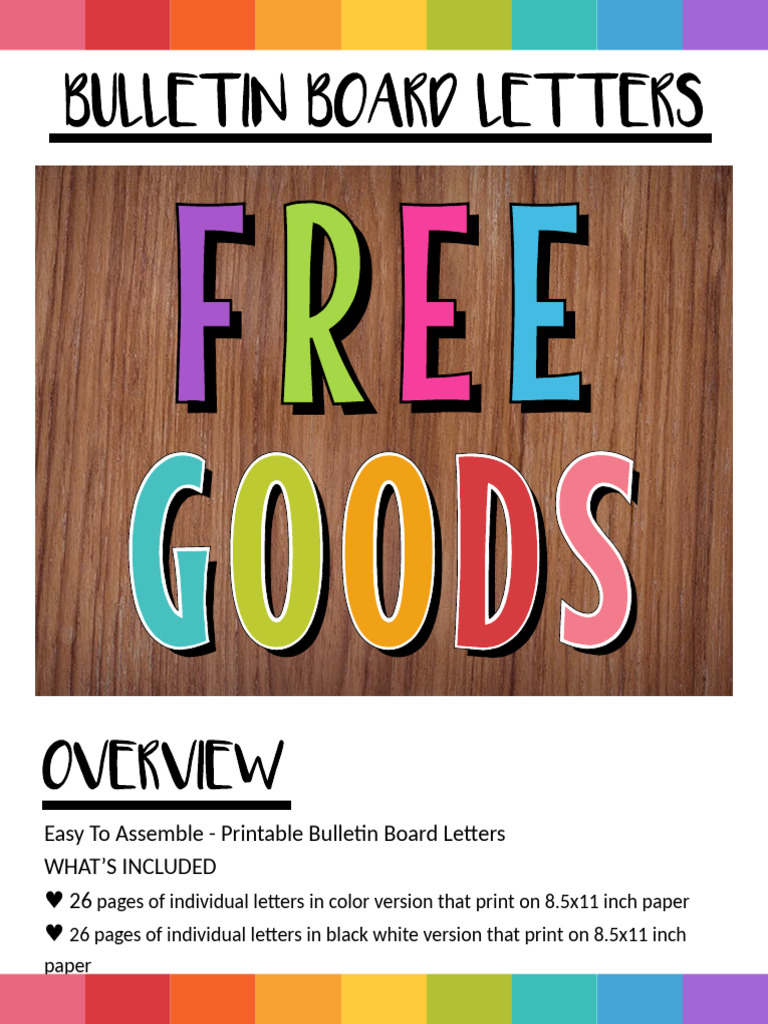 Easy To Assemble - Printable Bulletin Board Letters What'S Included 26 ...
