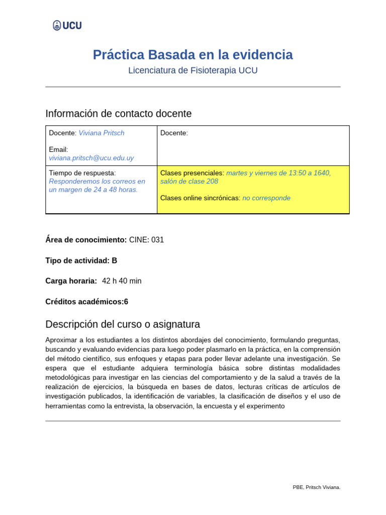 Práctica Basada en la Evidencia - Pritsch | PDF | Metodología de ...