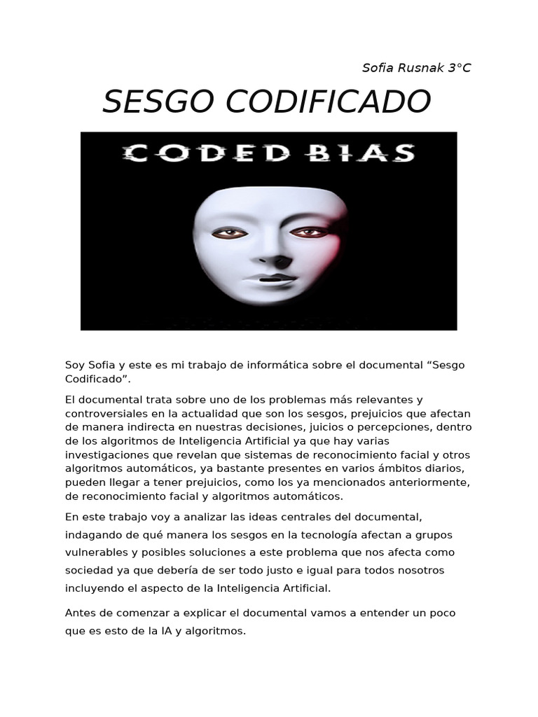 Sesgo Codificado | PDF | Inteligencia artificial | Inteligencia (IA) y semántica