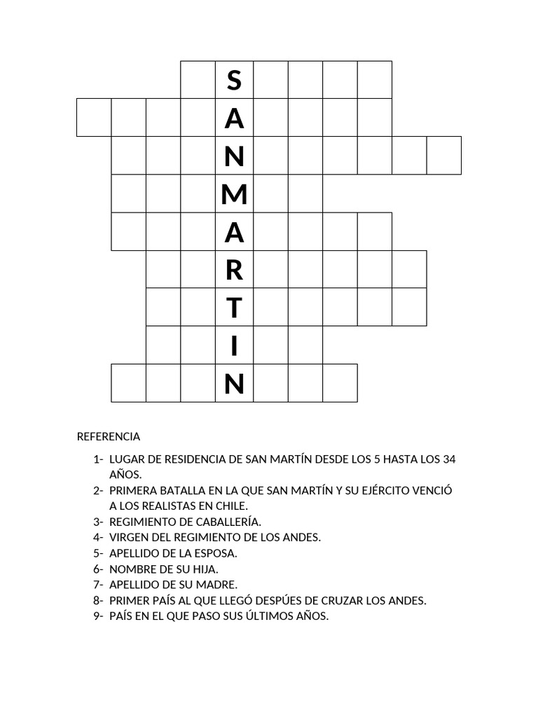 Crucigrama San Martín | PDF