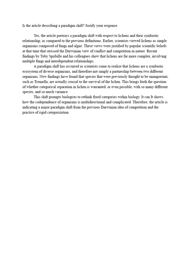 Lichen Paradigm Shift | PDF