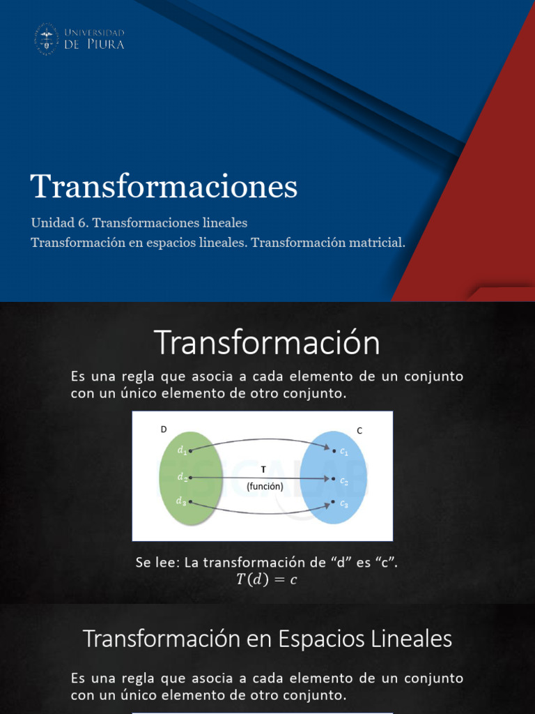 U6. Transformaciones Lineales (Parte 1) | PDF | Función (Matemáticas ...
