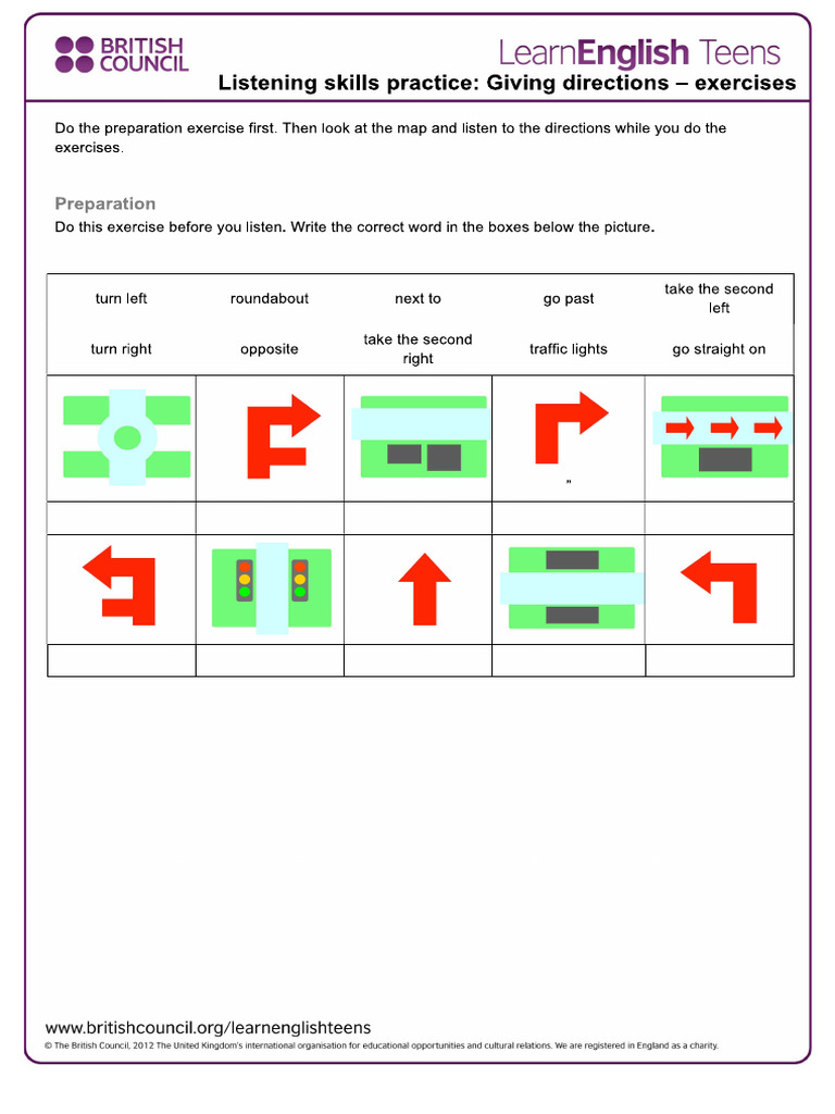 Giving Directions Exercise | PDF