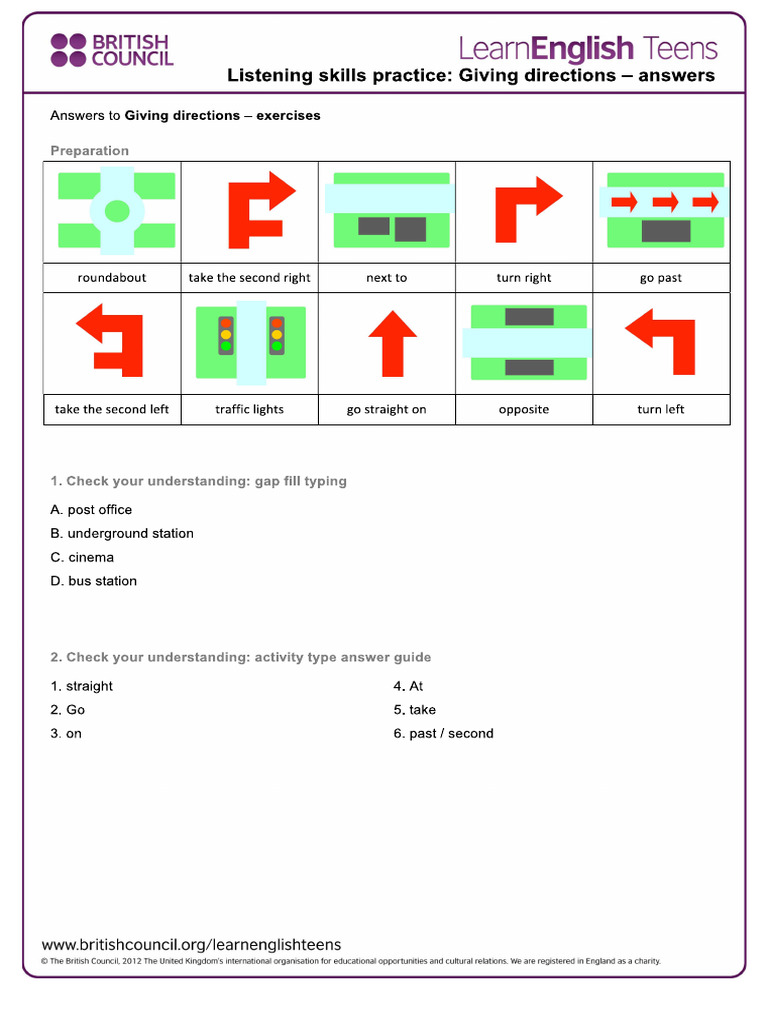 Giving Directions Answers | PDF