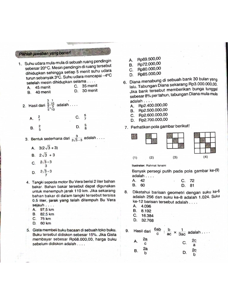 9TH Grade Math Tryout 1 | PDF
