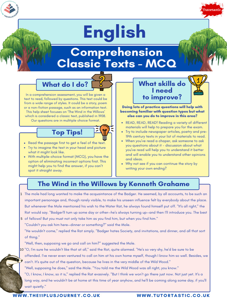 11 Plus English Comprehension Guide | PDF | Multiple Choice | Reading ...