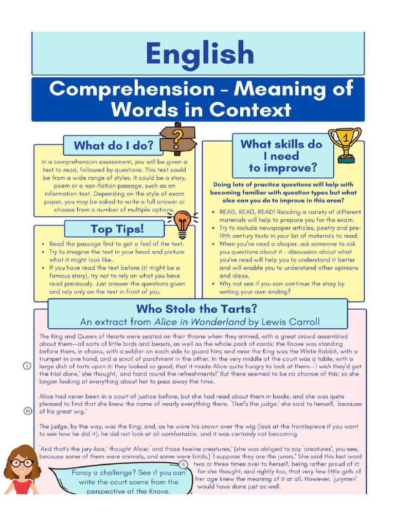 11 Plus English Comprehension - Meaning of Words in Context | PDF