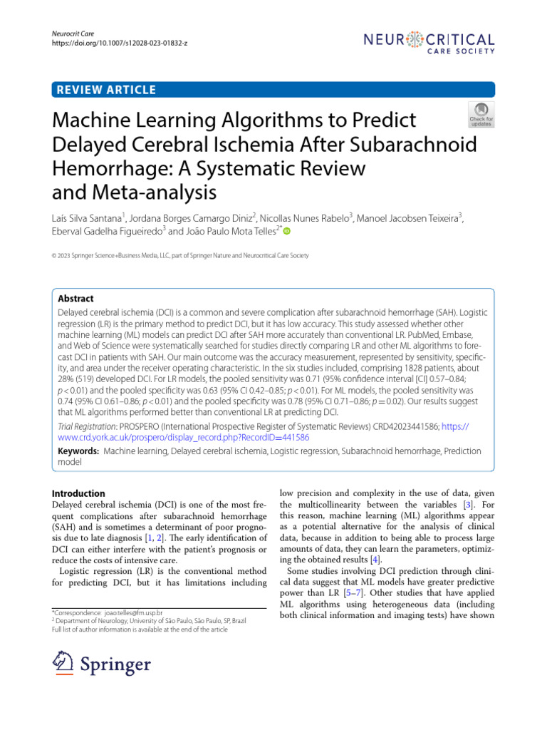 Laís Silva Santana Machine Learning Algorithms To | PDF | Support Vector Machine | Clinical Medicine