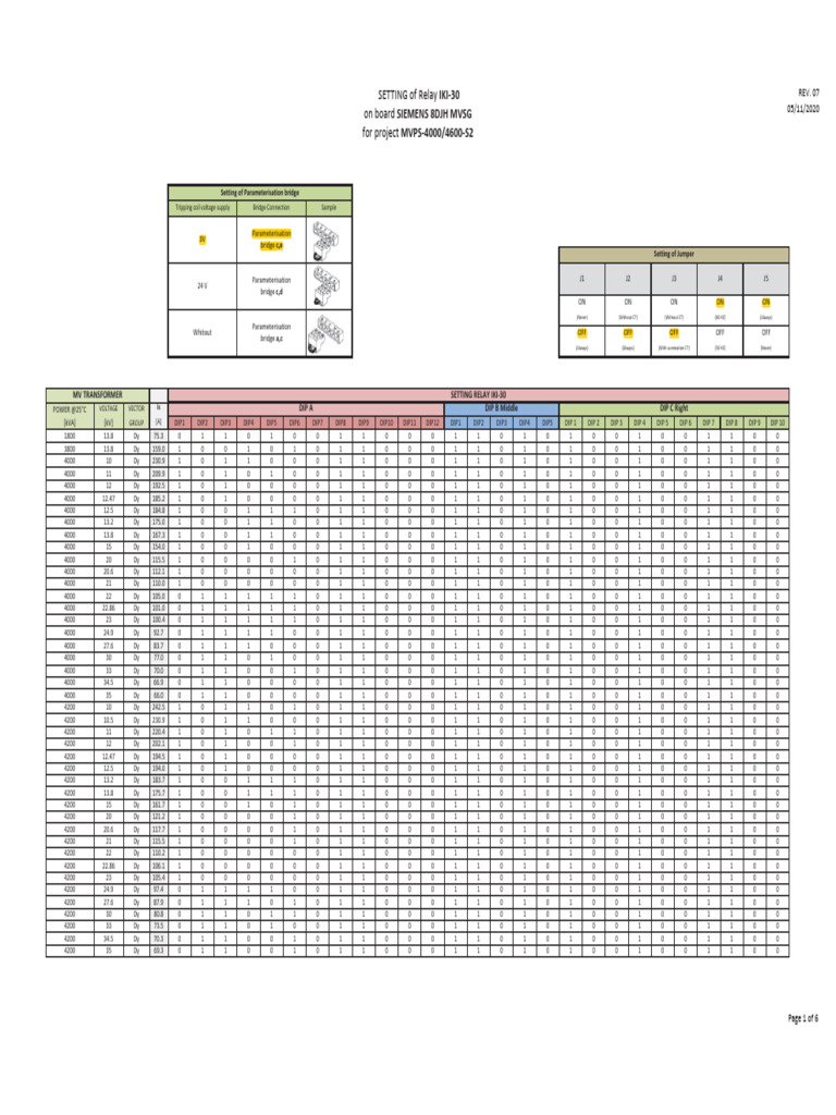 MVSG Relay IKI30 Dip Switch Settings | PDF | Transformer | Electromagnetism