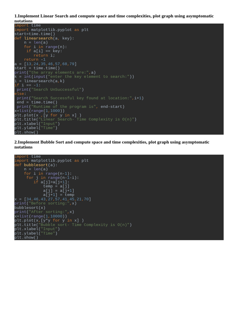 Sorting and Searching Algorithms Analysis | PDF | Time Complexity | Computer Programming