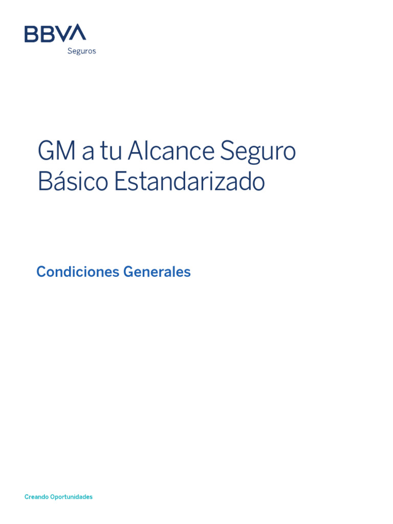 GM A Tu Alcance Basico Estandar 10 2019 | PDF | Póliza de seguros | Seguro