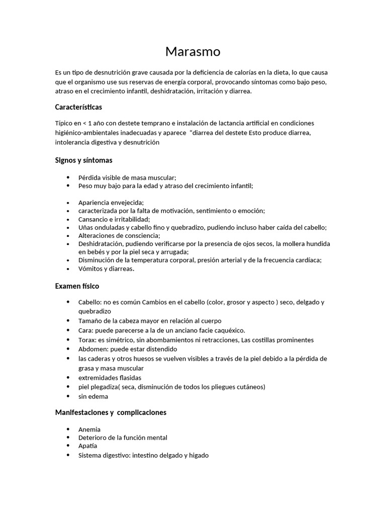 Marasmo | PDF | Enfermedades y trastornos | Especialidades Medicas