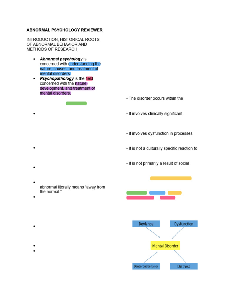 Abnormal Psychology Reviewer | PDF | Mental Disorder | Diagnostic And ...