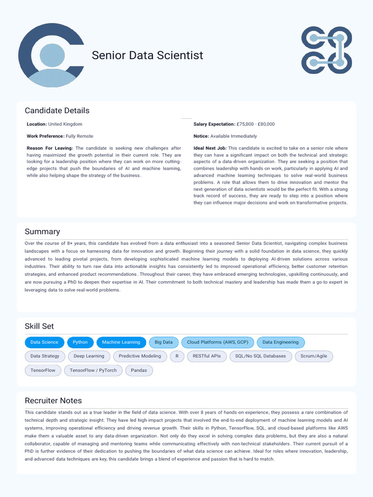 SpecCV-SeniorDataScientist | PDF | Machine Learning | Data Science