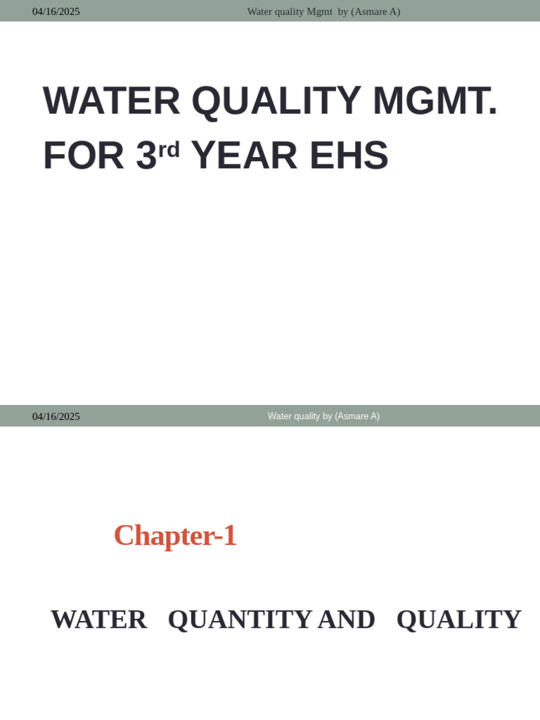 Water Quality MGMT Chapter 1 To 4 | PDF | Water Purification | Water
