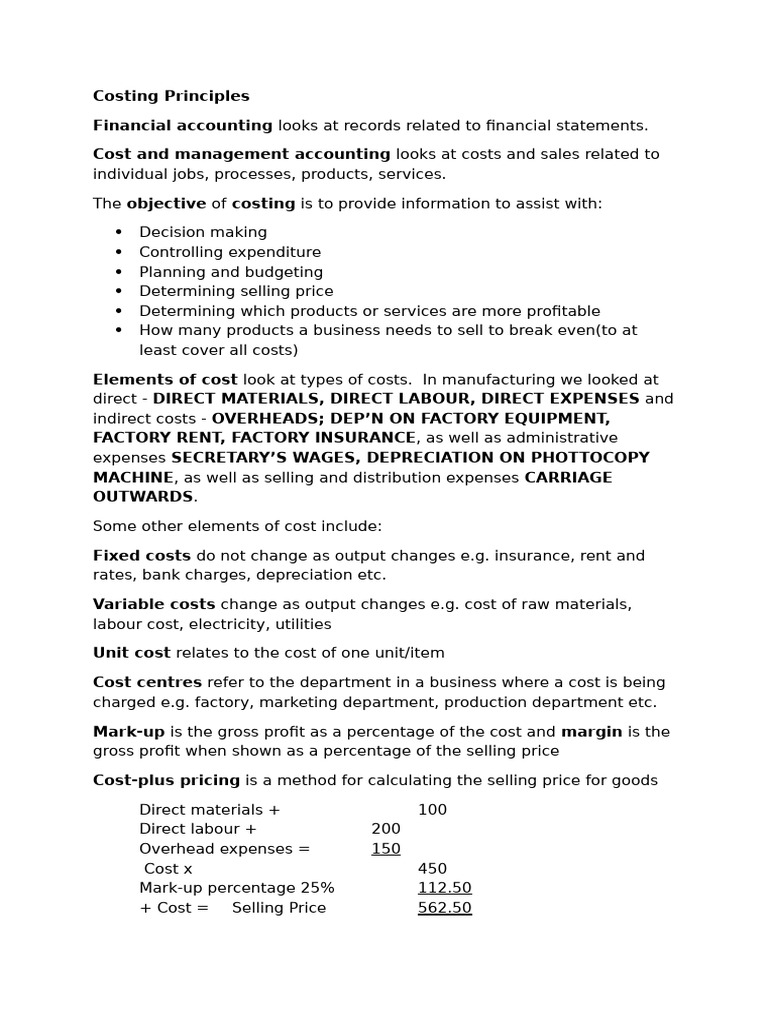 F5 POA Costing Principles | PDF | Pricing | Business Economics