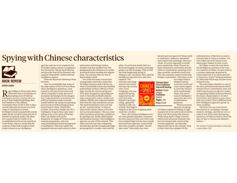 Spying With Chinese Characteristics | PDF