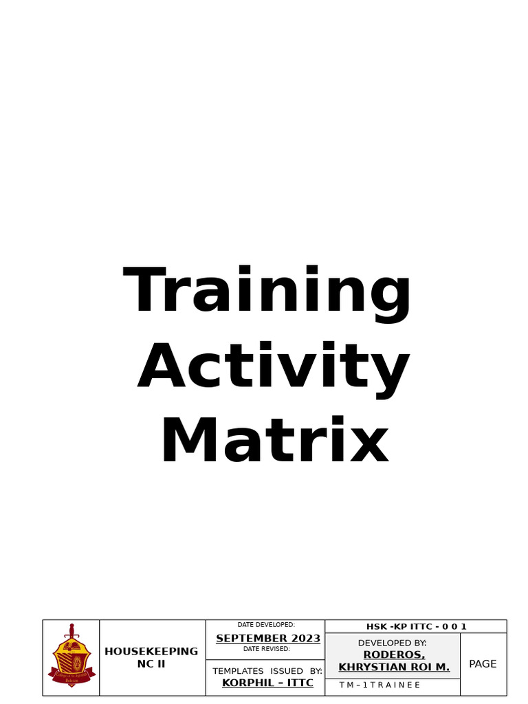 Training Activity Matrix | PDF | Teaching | Human Communication
