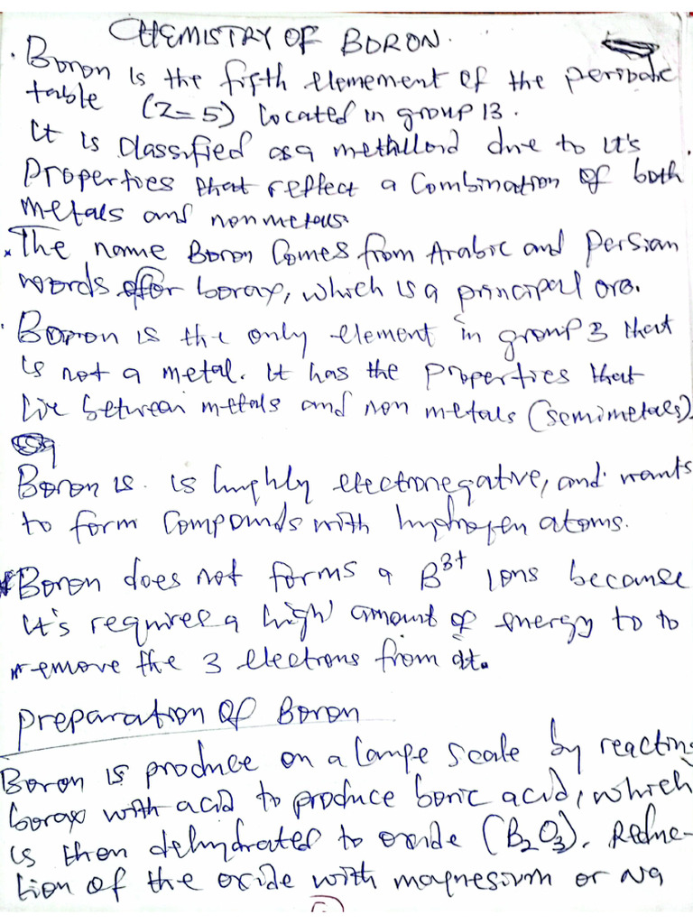 CHM 307 Chemistry of Boron MR Obed Bognet | PDF