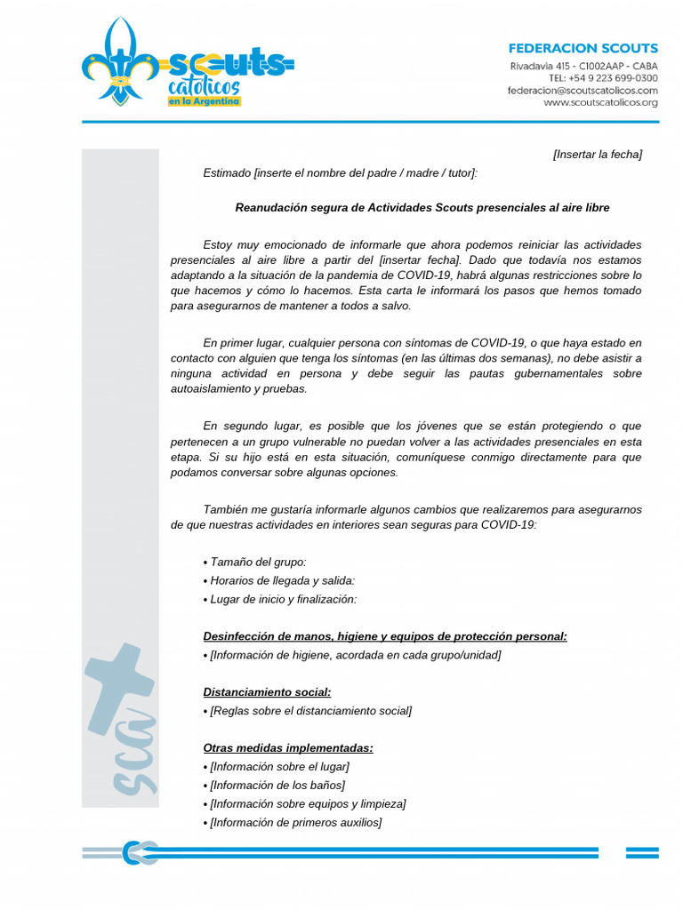 07B CartaaPadresInformandoReinicio | PDF