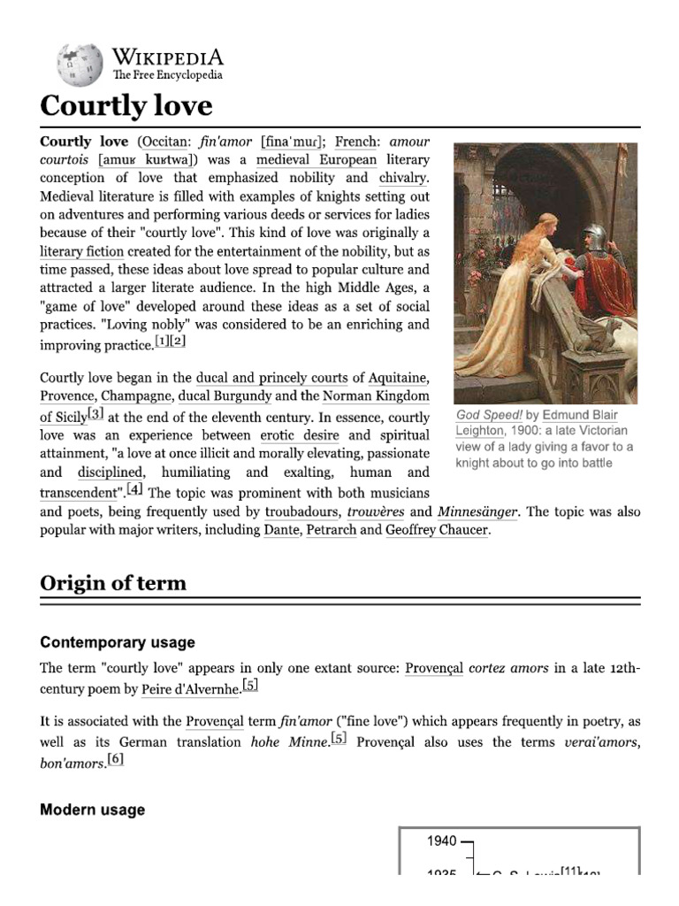 Courtly Love - Wikipedia | PDF
