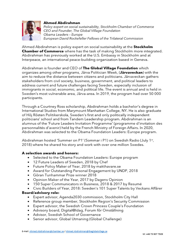 Ahmed Abdirahman Resume English | PDF | Sweden